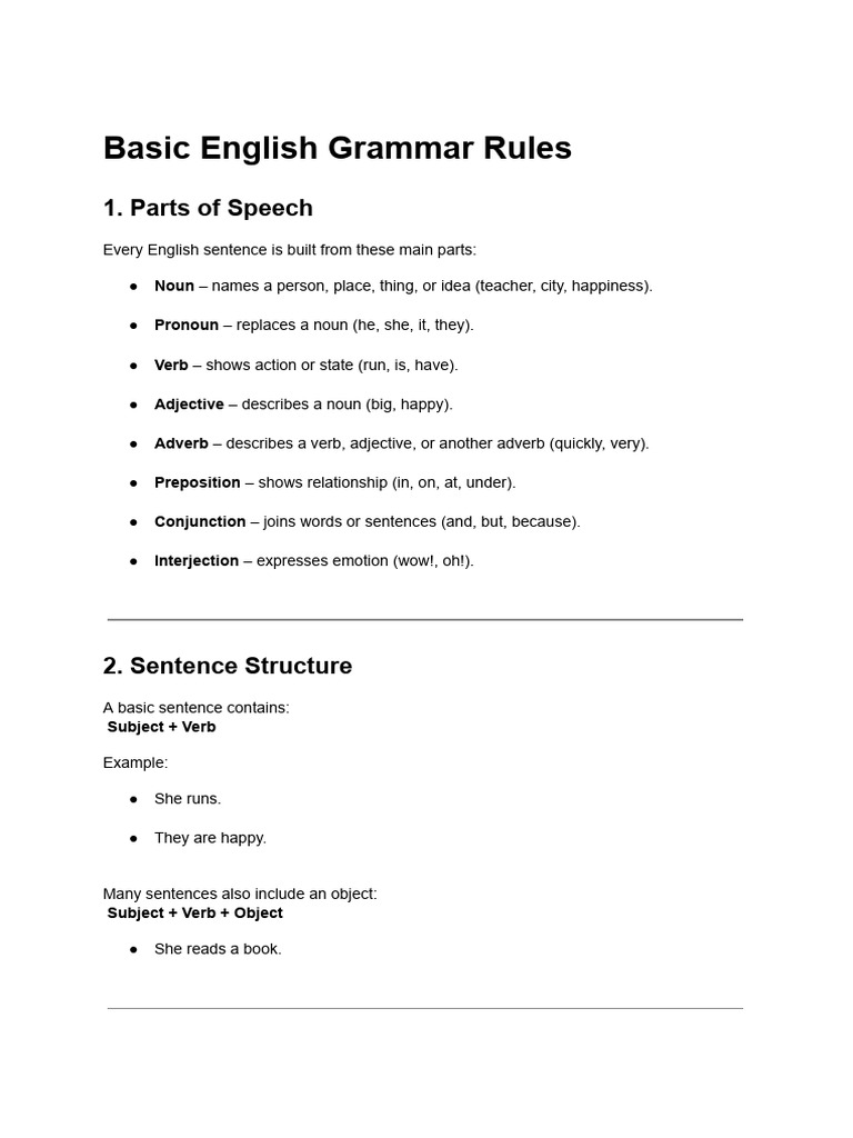 Basic English Grammar Rules | PDF