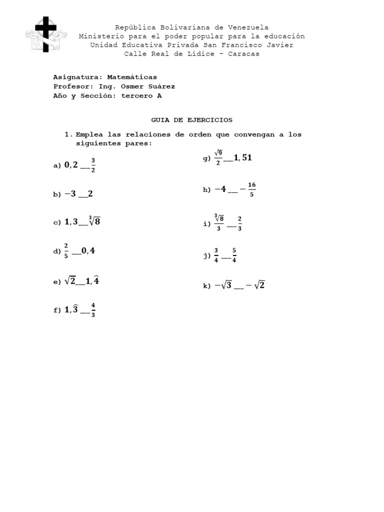 Guia Ejercicios 3ero A | PDF