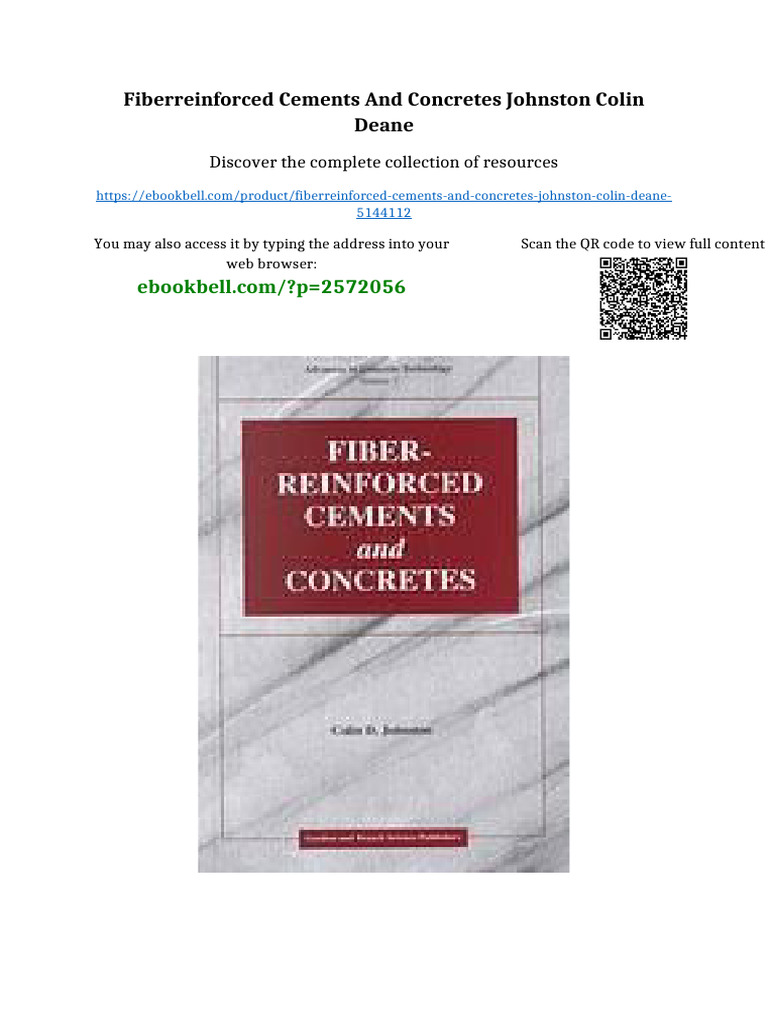 Fiberreinforced Cements and Concretes Johnston Colin Deane Digital ...