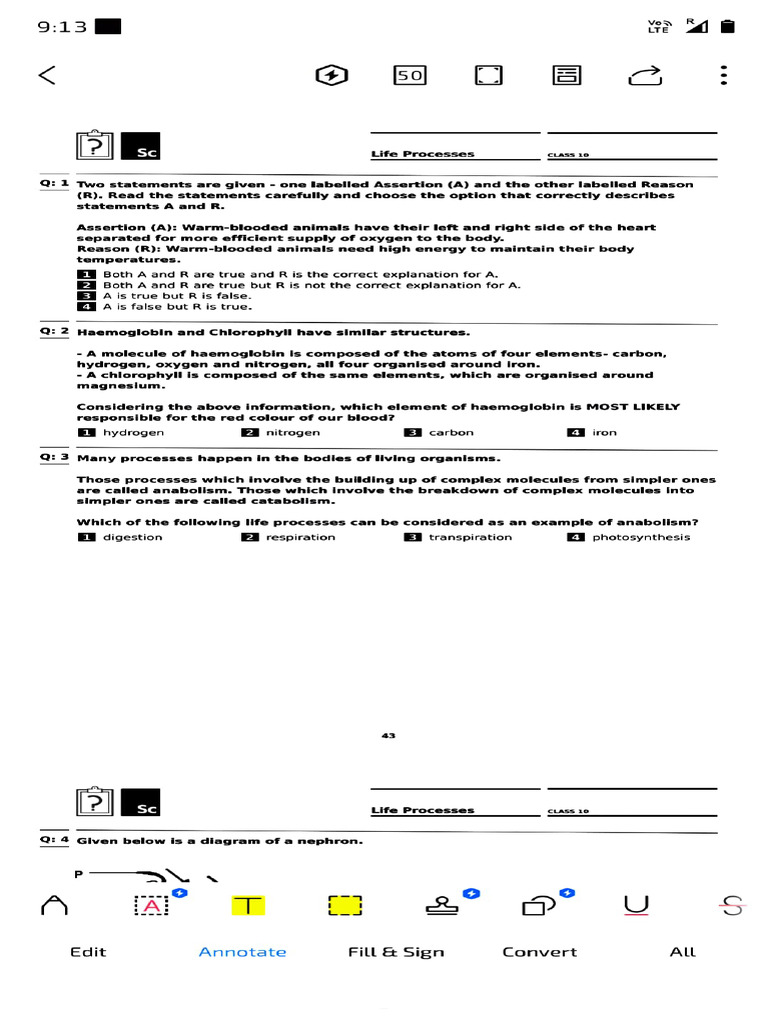 Life Processes Competency Based Questions | PDF