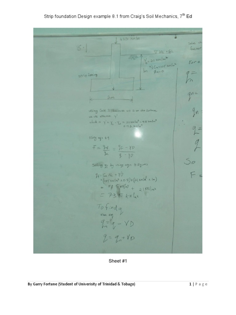 Strip Foundation Design Example 8.1 | PDF | Law | Science & Mathematics