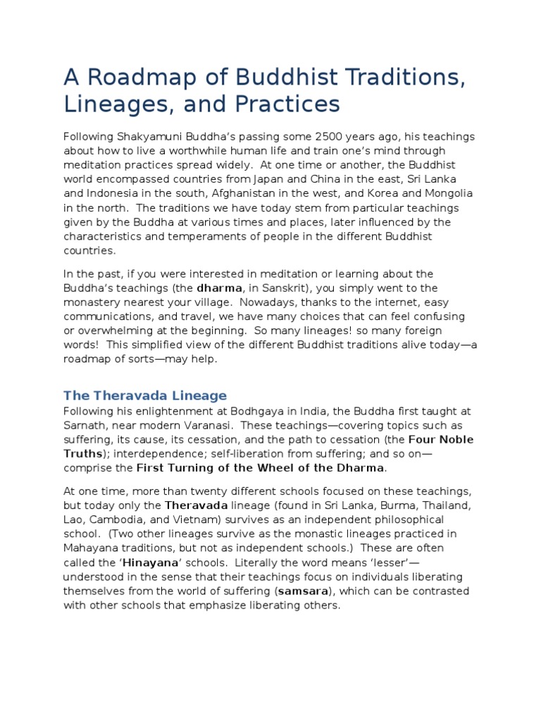 Buddhist Traditions and Lineages Explained | PDF | Social Science ...