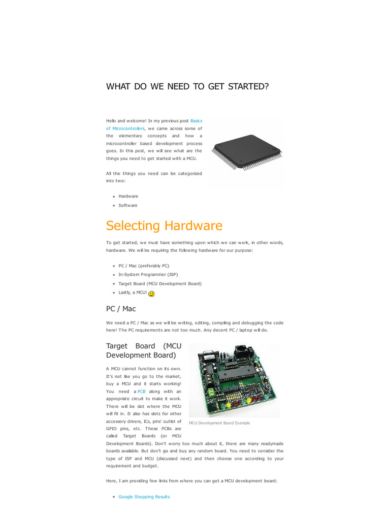 What Do We Need To Get Started | PDF | Microcontroller | Integrated Circuit