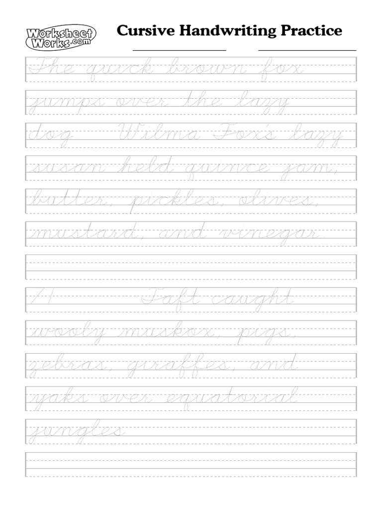 WorksheetWorks Cursive Handwriting Practice 3 | PDF