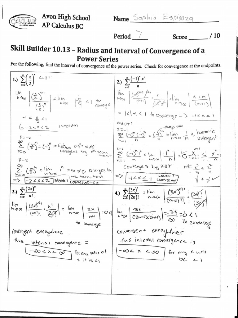10.13 Radius and Interval of Convergence Power Series | PDF