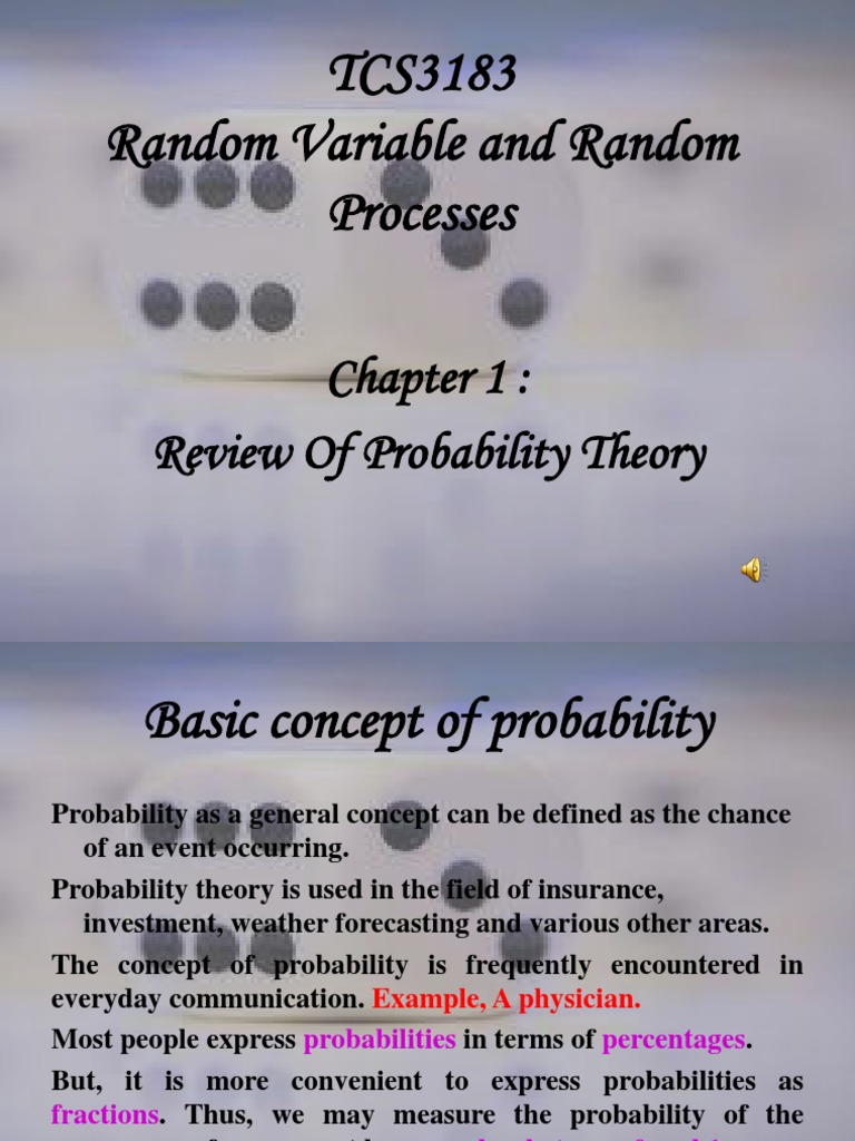 TCS3183 Random Variable and Random Processes: Review of Probability ...