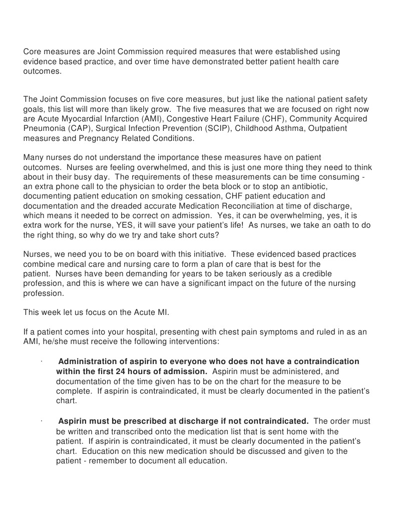 Improving Patient Outcomes Through Evidence-Based Core Measures: A ...