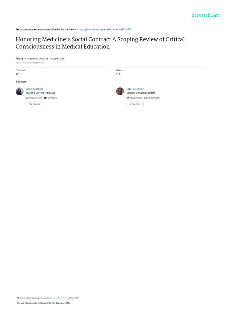 Honoring Medicine S Social Contract A Scoping.45 | PDF | Pedagogy ...