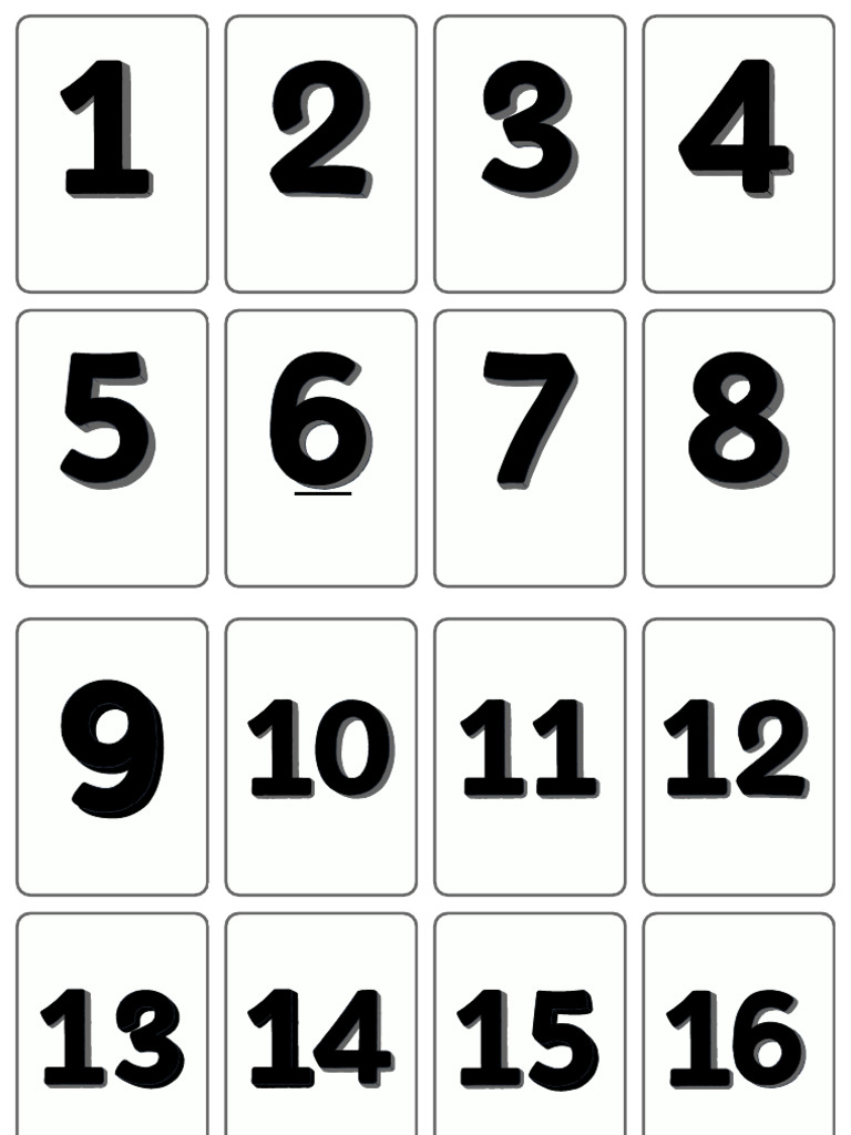 White Colorful Numbers From 1 To 20 Flashcards | PDF