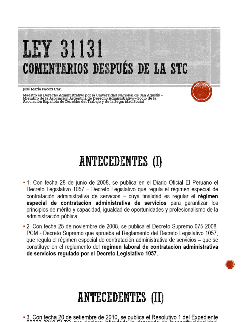 LEY 31131 - COMENTARIOS DESPUES DE LA STC | PDF