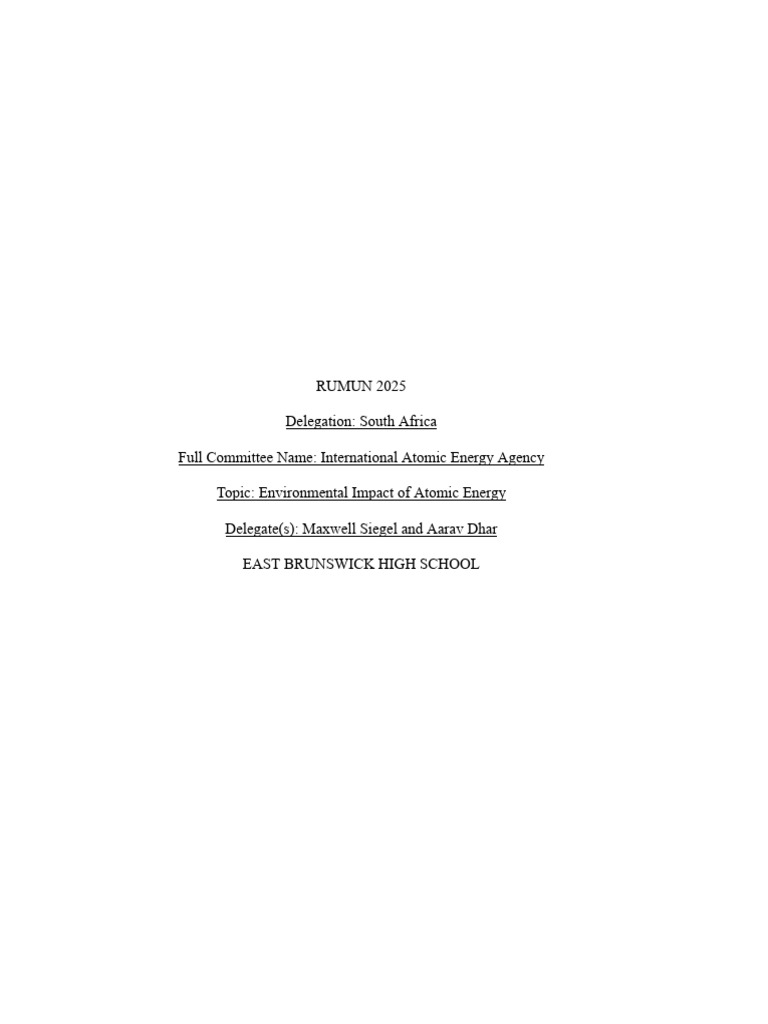 Aarav Dhar and Maxwell Siegel - RUMUN Position Paper (Enviornmental ...