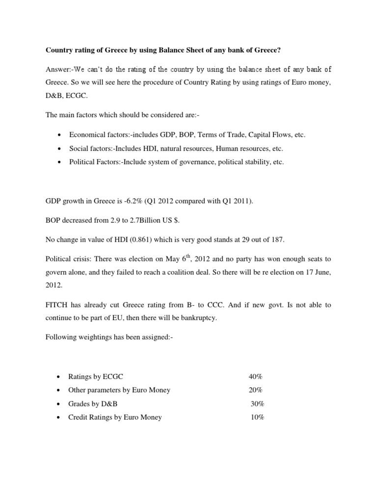 Greece Country Rating Analysis 2023 | PDF | Credit Rating | Euro