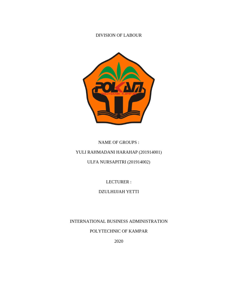 Division of Labour Yuliulfa | PDF | Division Of Labour | Skill