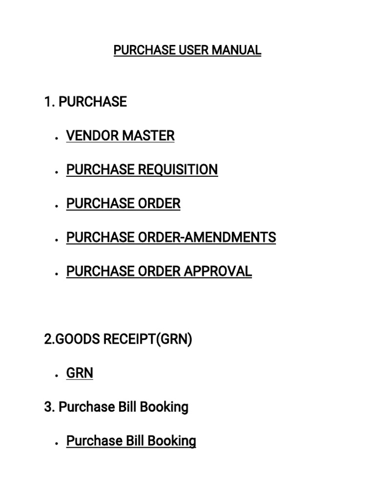Purchase USER Manual | PDF