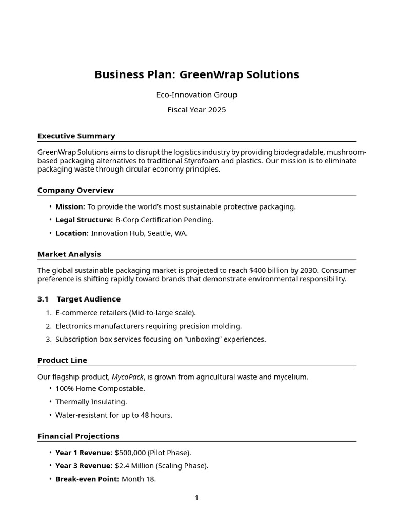 Eco-Friendly Packaging Business Plan | PDF