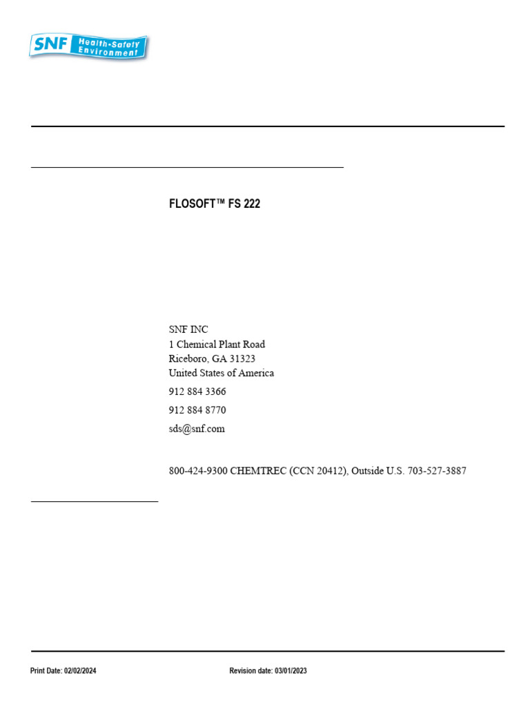 Flosoft™ FS 222 - Us - en - SDS | PDF | Toxicity | Ammonia