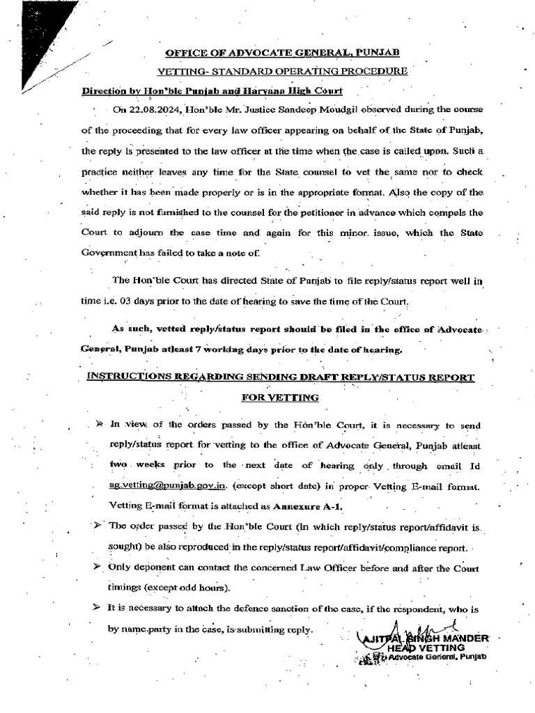 Vetting Instructions | PDF