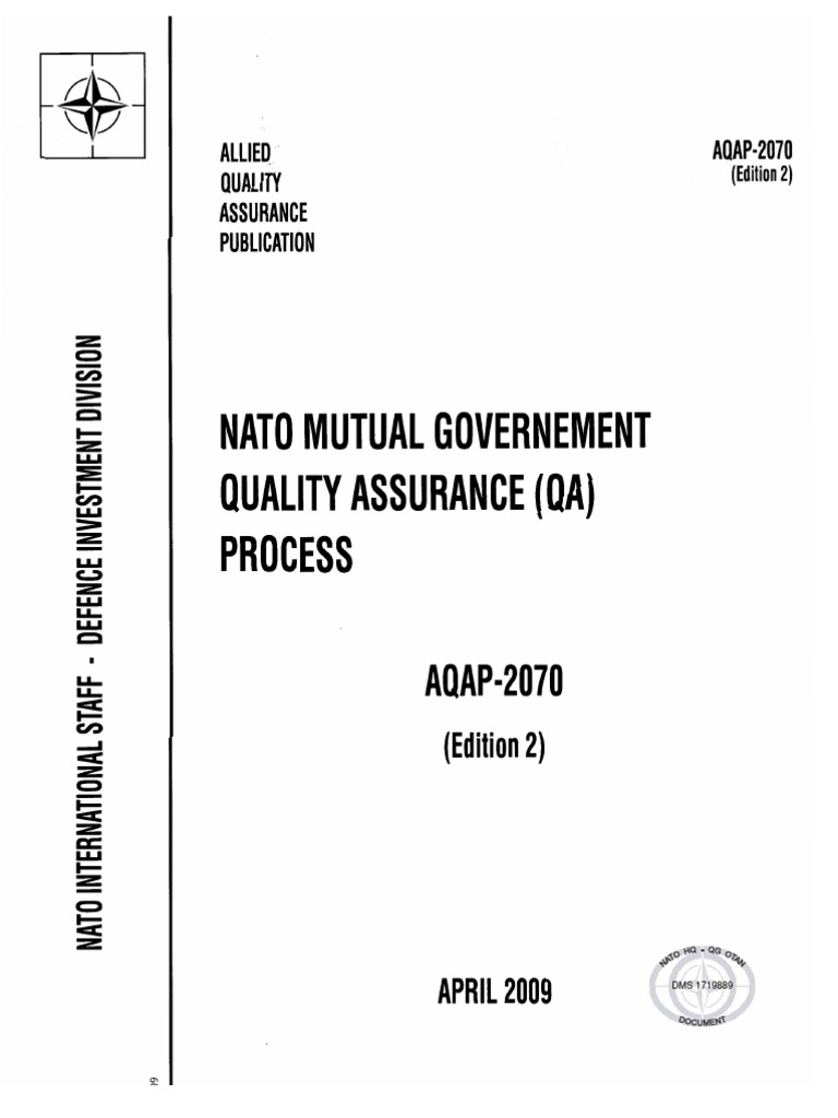 AQAP 2070 - 2007 NATO Mutual Government Quality Assurance Proces | Risk ...
