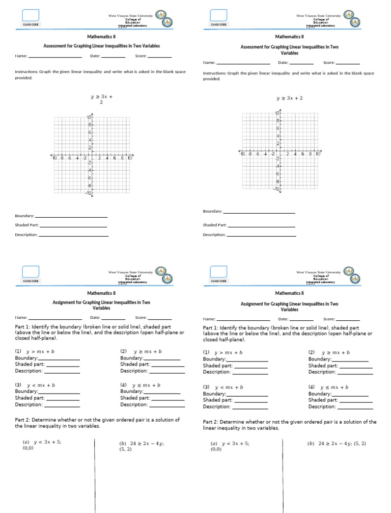 Assessment Grade 8 | PDF | Inequality (Mathematics) | Mathematics