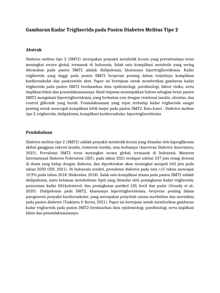 Fia Tgs Gambaran Kadar Trigliserida Pada Pasien Diabetes Melitus Tipe 2 ...