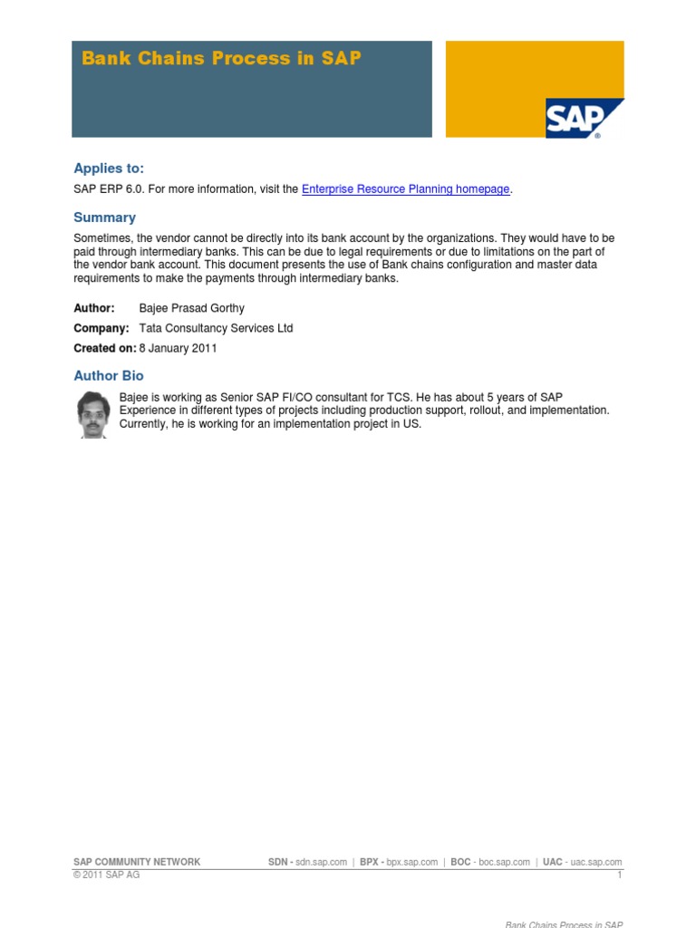 Bank Chains Process in SAP: Applies To | PDF | Payments | Banks