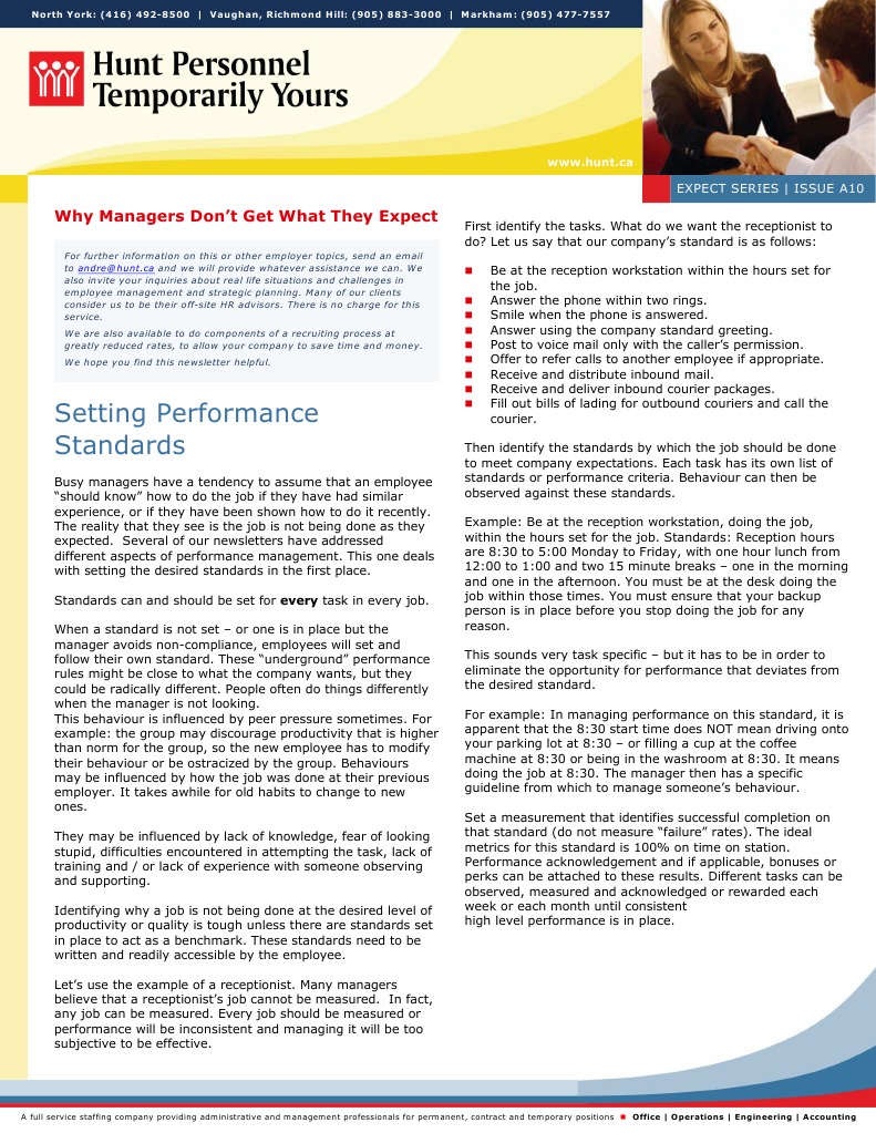 A10 Setting Performance Standards Pdf Employment Behavior
