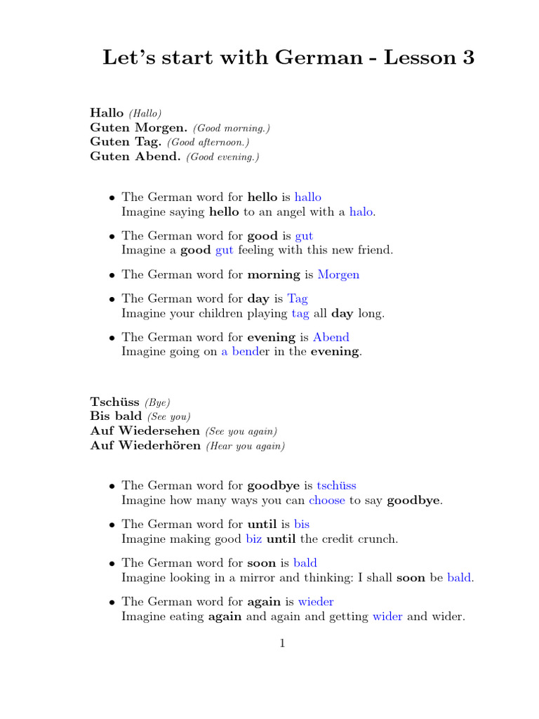 Lets Start With German Lesson 3 | PDF