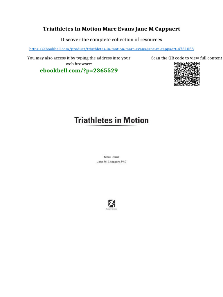 Triathletes in Motion Marc Evans Jane M Cappaert Full Access | PDF ...