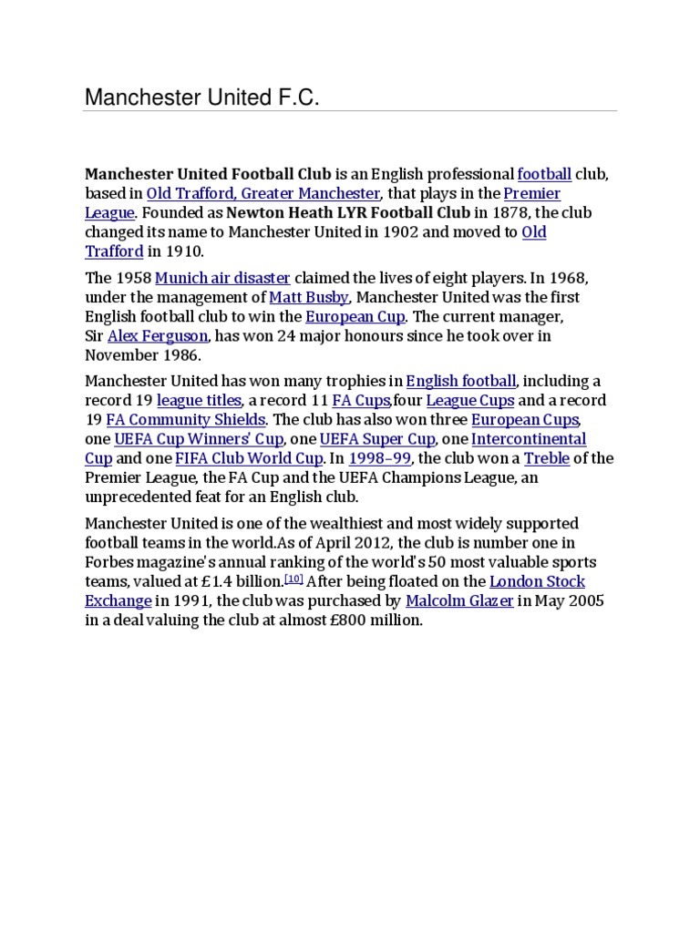 Manchester United | PDF | Manchester United F.C. | English Football ...