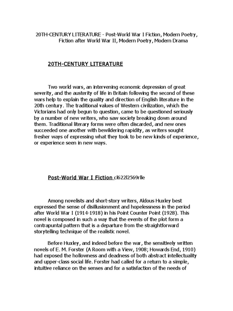 20TH Century Literature | Download Free PDF | T. S. Eliot | Irish ...