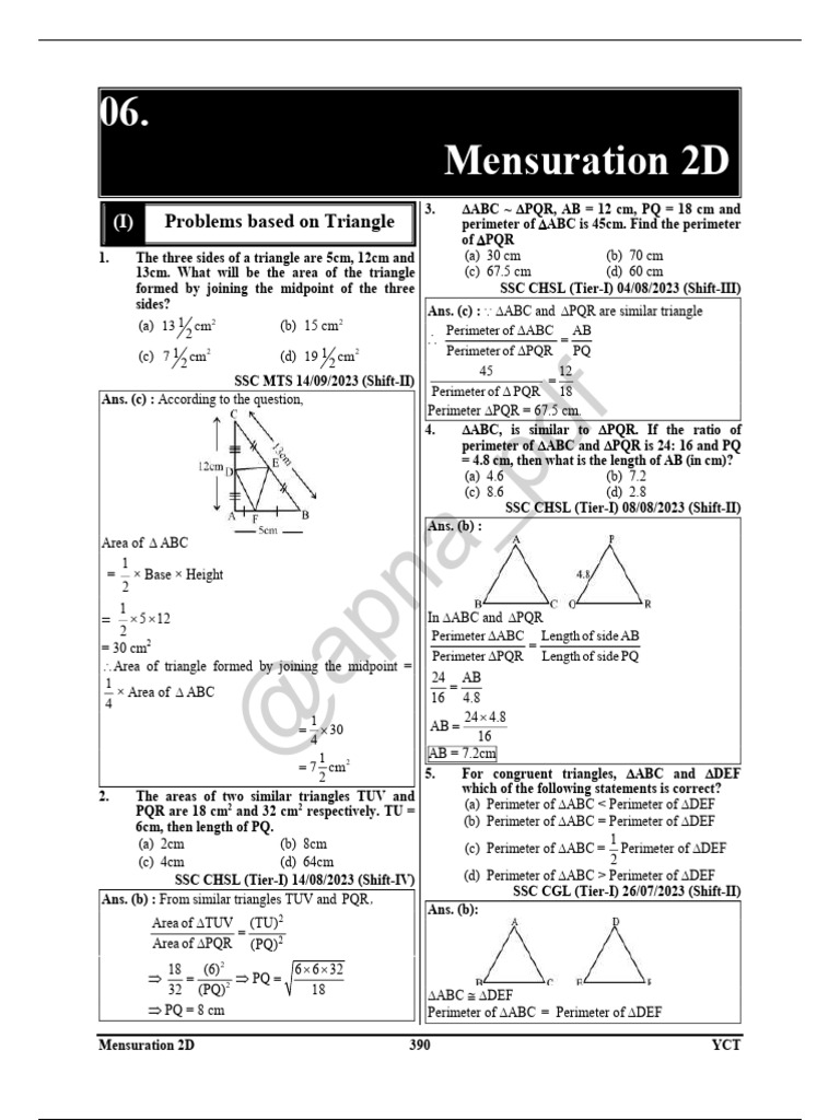 Mensuration 2D | PDF | Area | Elementary Geometry