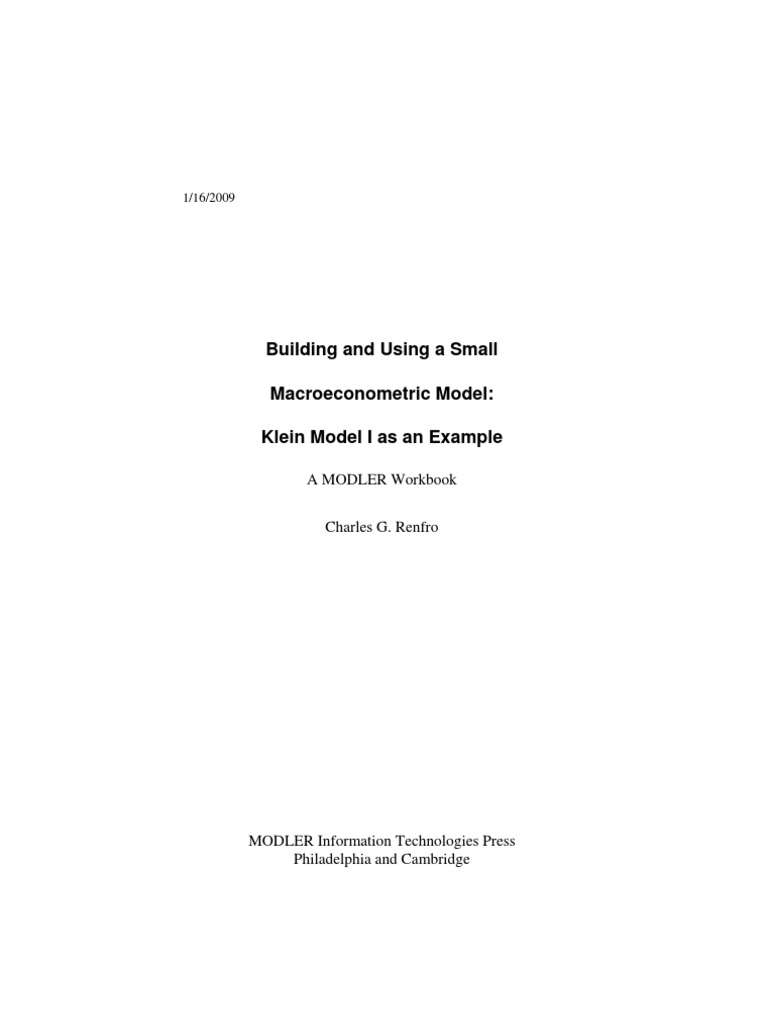 Building and Using A Small Macroeconometric Model: Klein Model I As An Example | PDF | Economic ...
