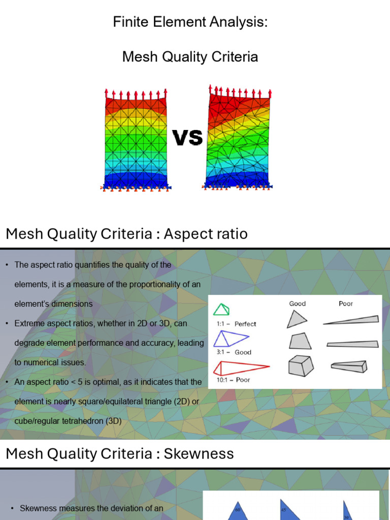 FEA Mesh Quality Criteria | PDF | Finite Element Method | Applied ...