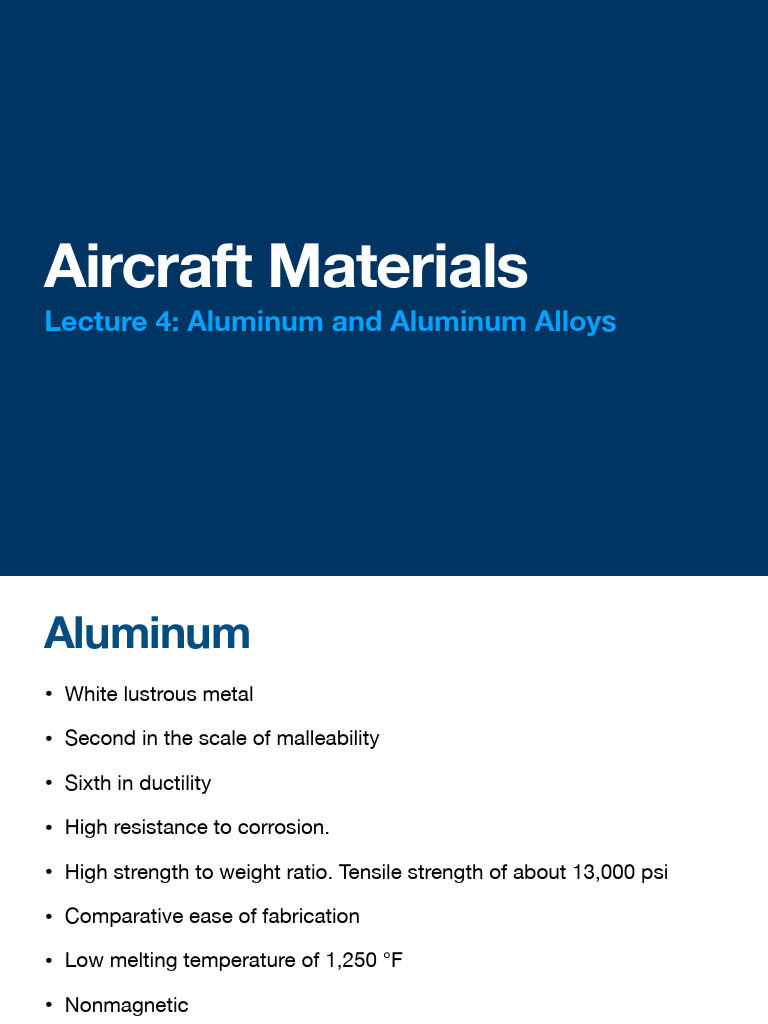 Aircraft Materials Lecture4 | PDF | Alloy | Heat Treating