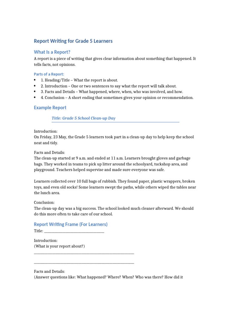 Grade 5 Report Writing Lesson Updated | PDF | Zoo