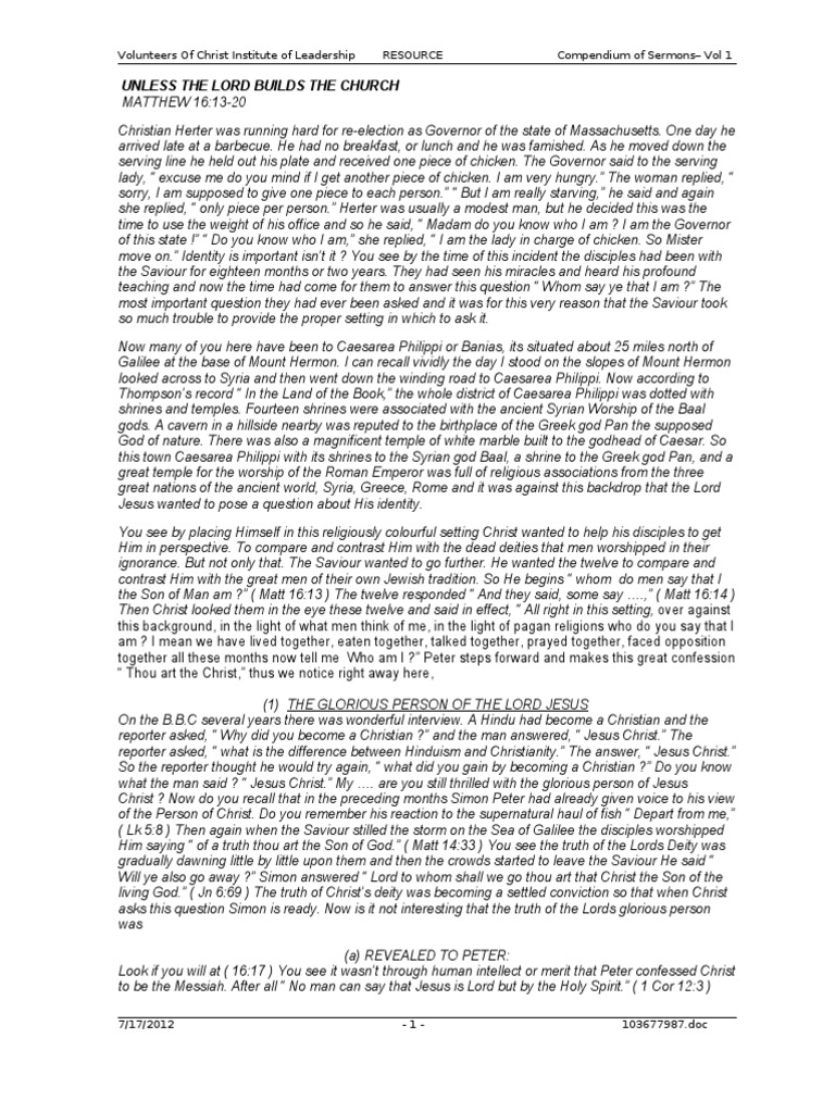 Unless The Lord Builds The Church | PDF | Saint Peter | Acts Of The ...