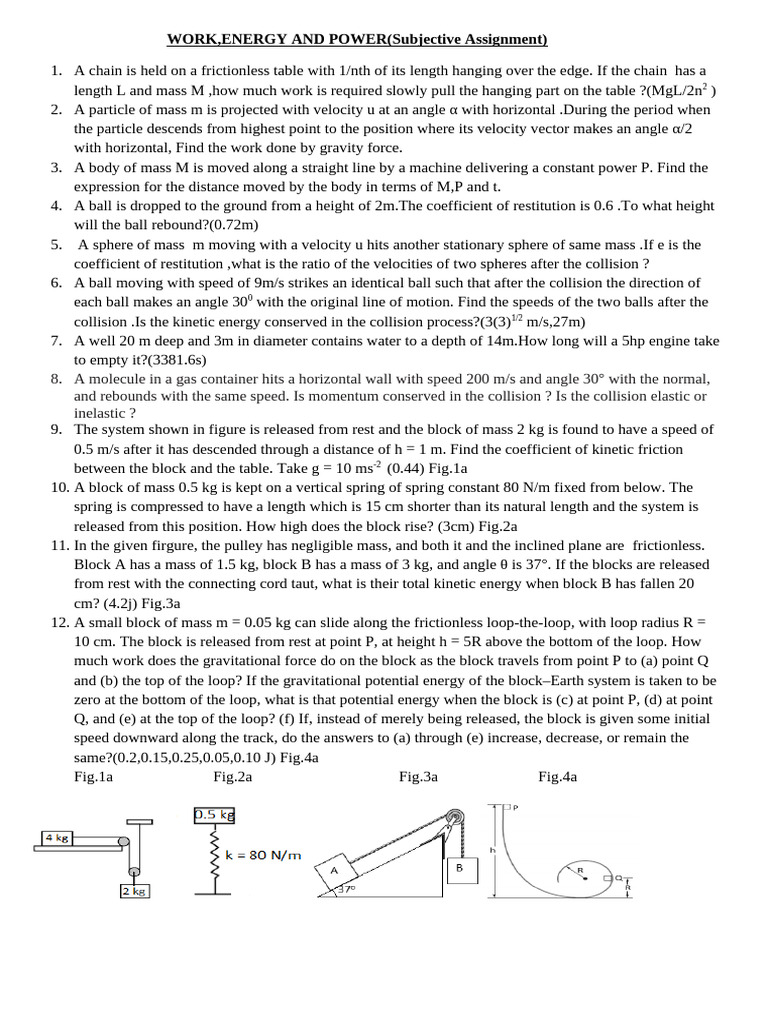 Work Energy and Power Subjective 24 | PDF | Collision | Mass