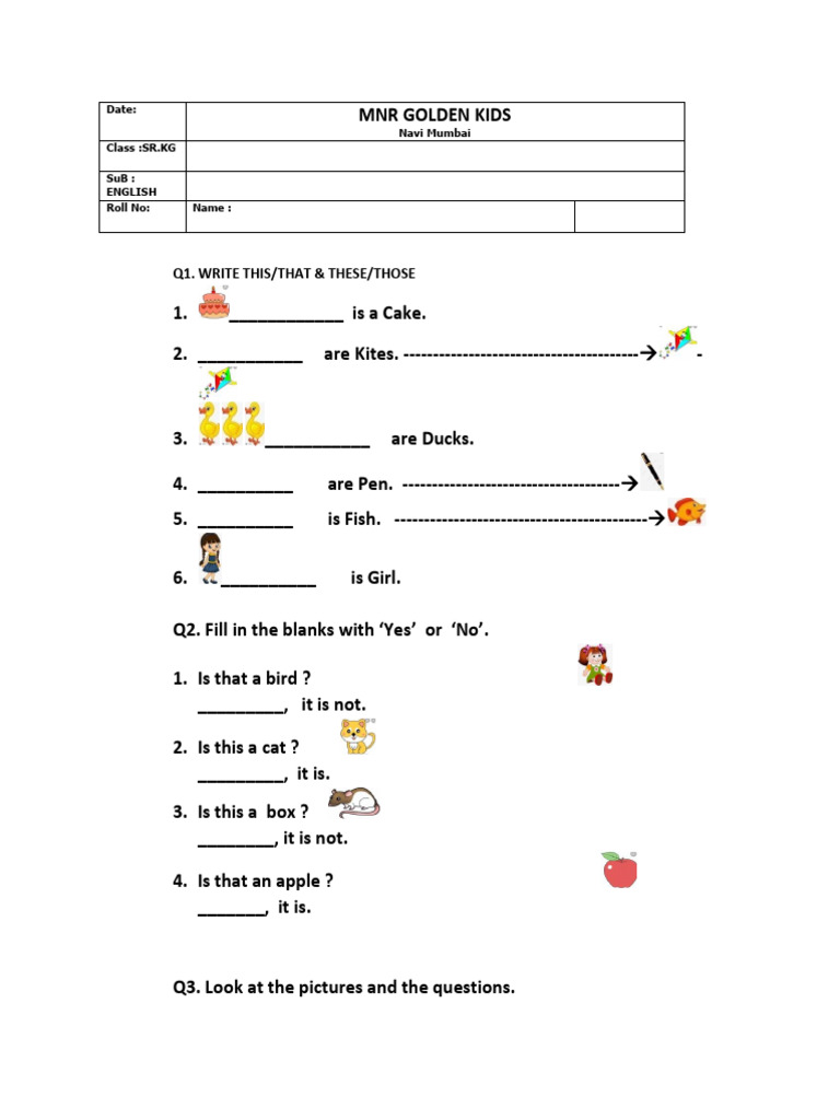 3rd Term SR - KG English Practice Worksheet | PDF