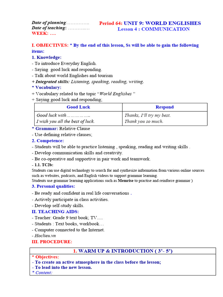 Unit 9 - Lesson 4 - Communication | PDF | English Language | Consonant