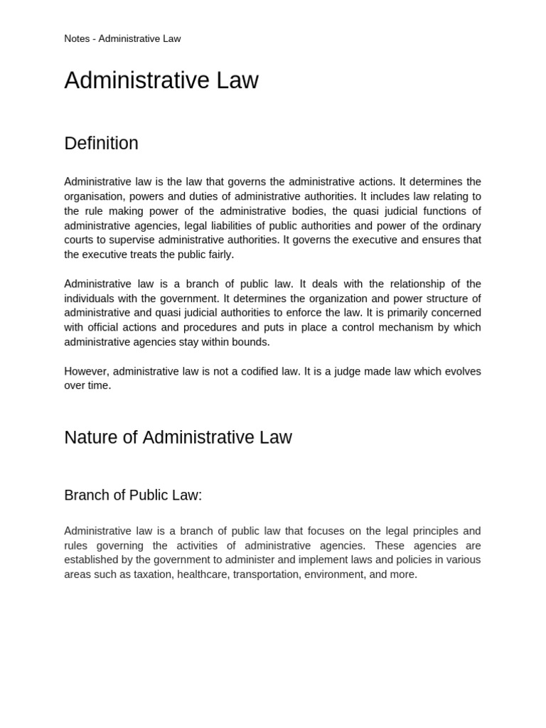 Administrative Law Notes LLB | PDF | Administrative Law | Separation Of ...