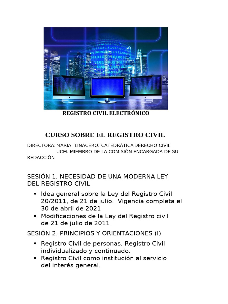 Profesora Linacero Curso Especial Sobre El Registro Civil Escuela de ...