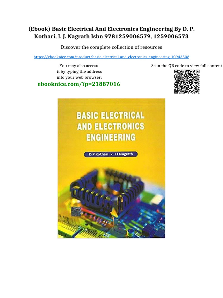 (Ebook) Basic Electrical and Electronics Engineering by D. P. Kothari ...