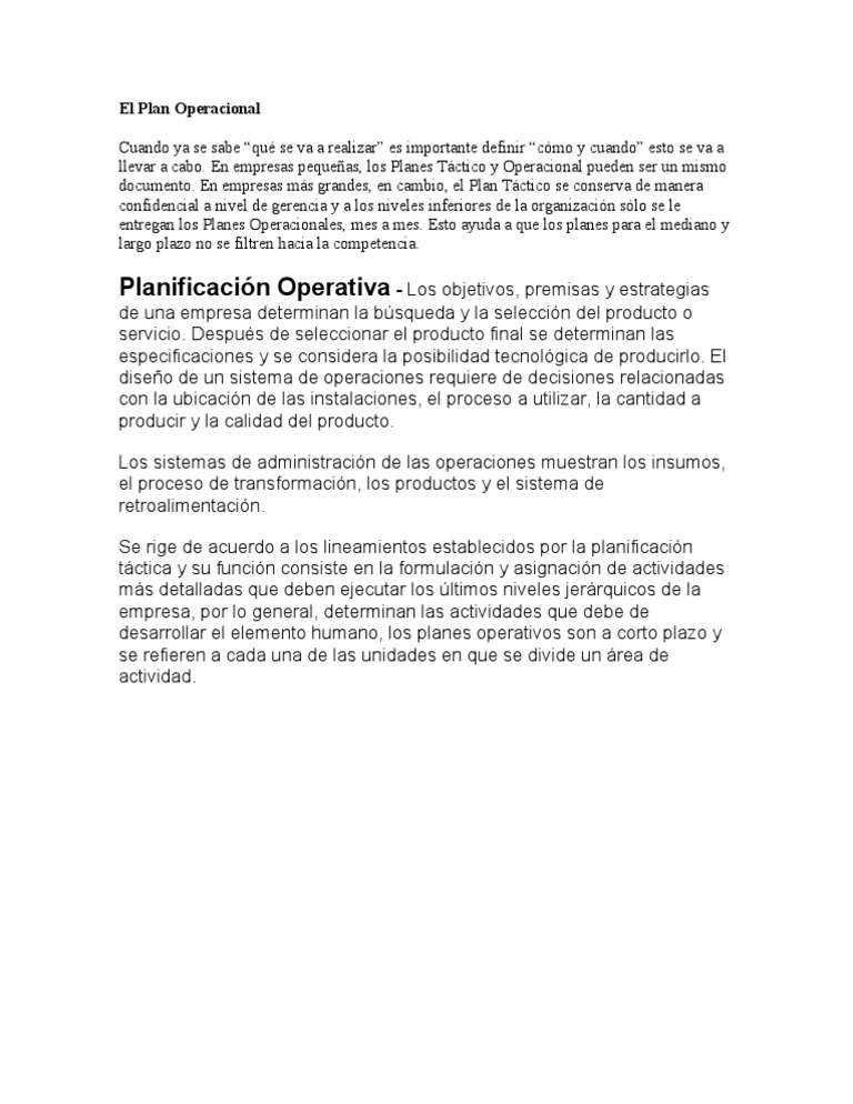 El Plan Operacional | PDF