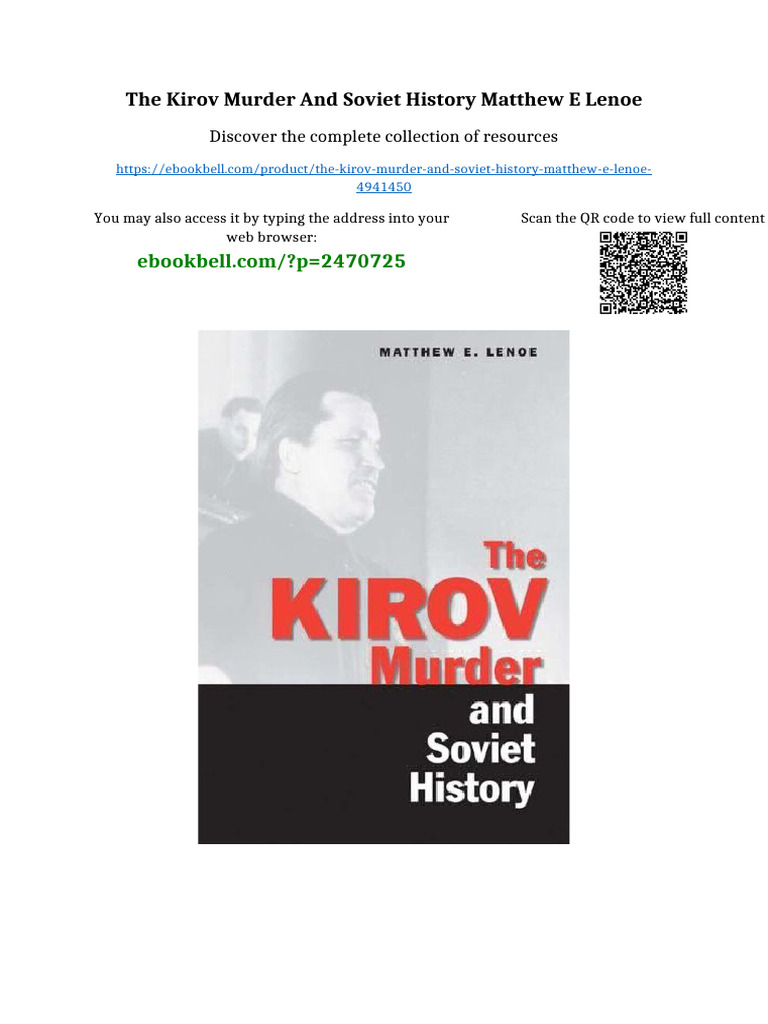 The Kirov Murder and Soviet History Matthew E Lenoe No Waiting Time ...