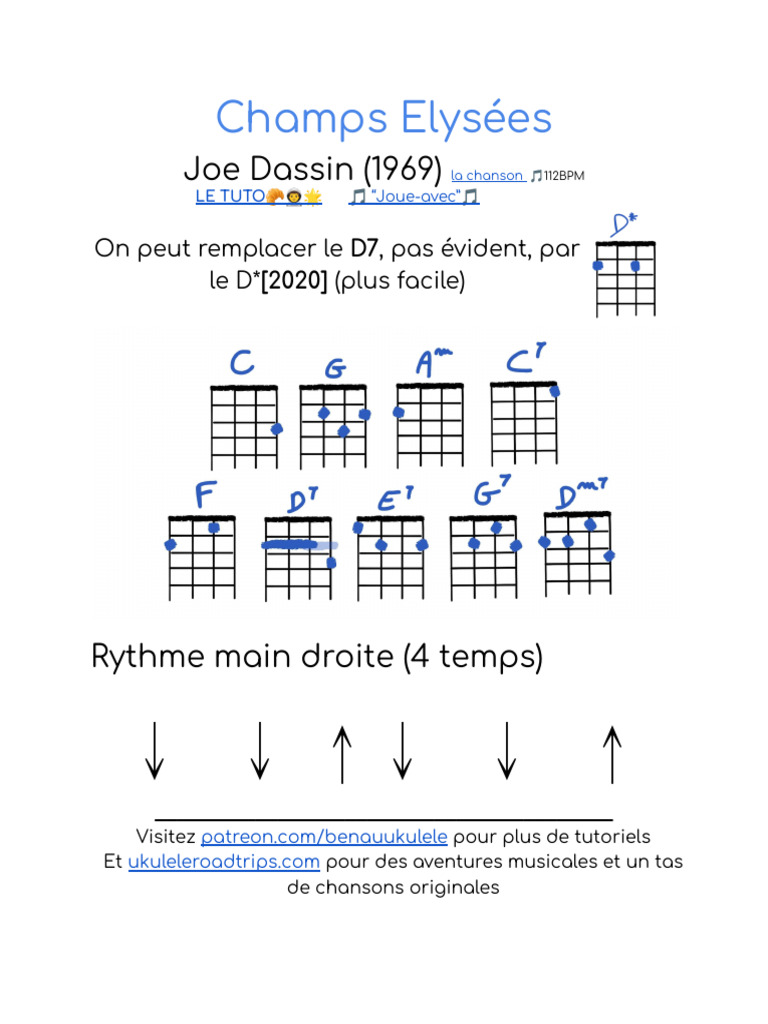 Champs Elysees - Joe Dassin - Doc Ben Au Ukulélé | PDF