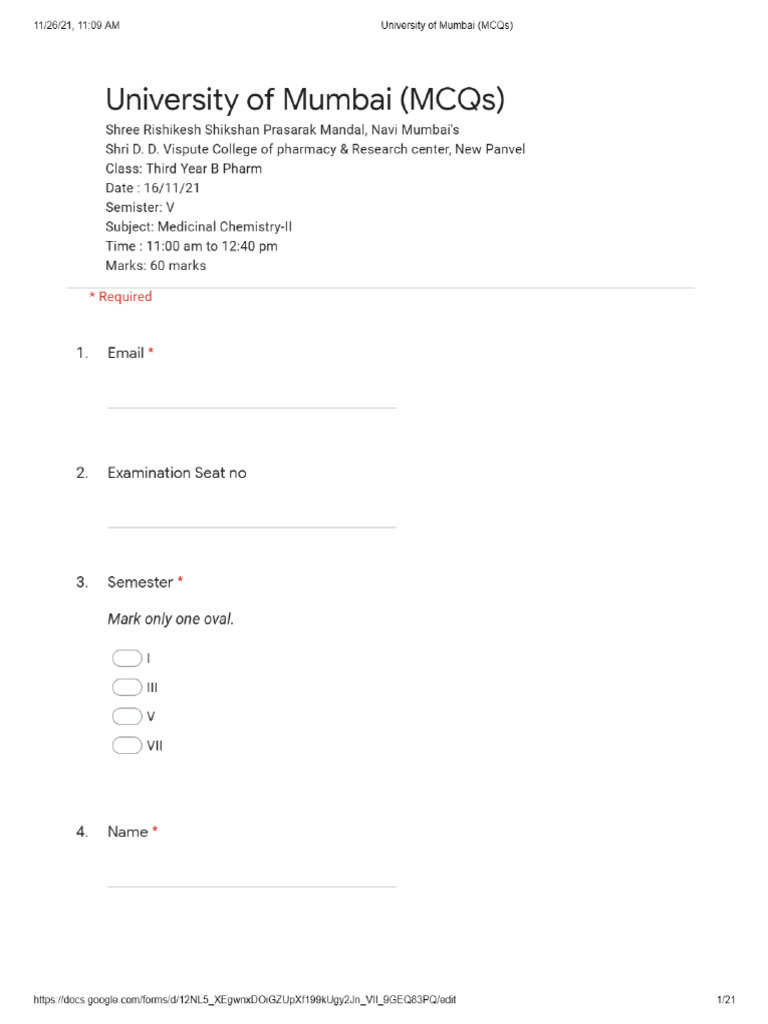 QP Discriptive TY PC II SEM V MCQs - Google Forms | PDF