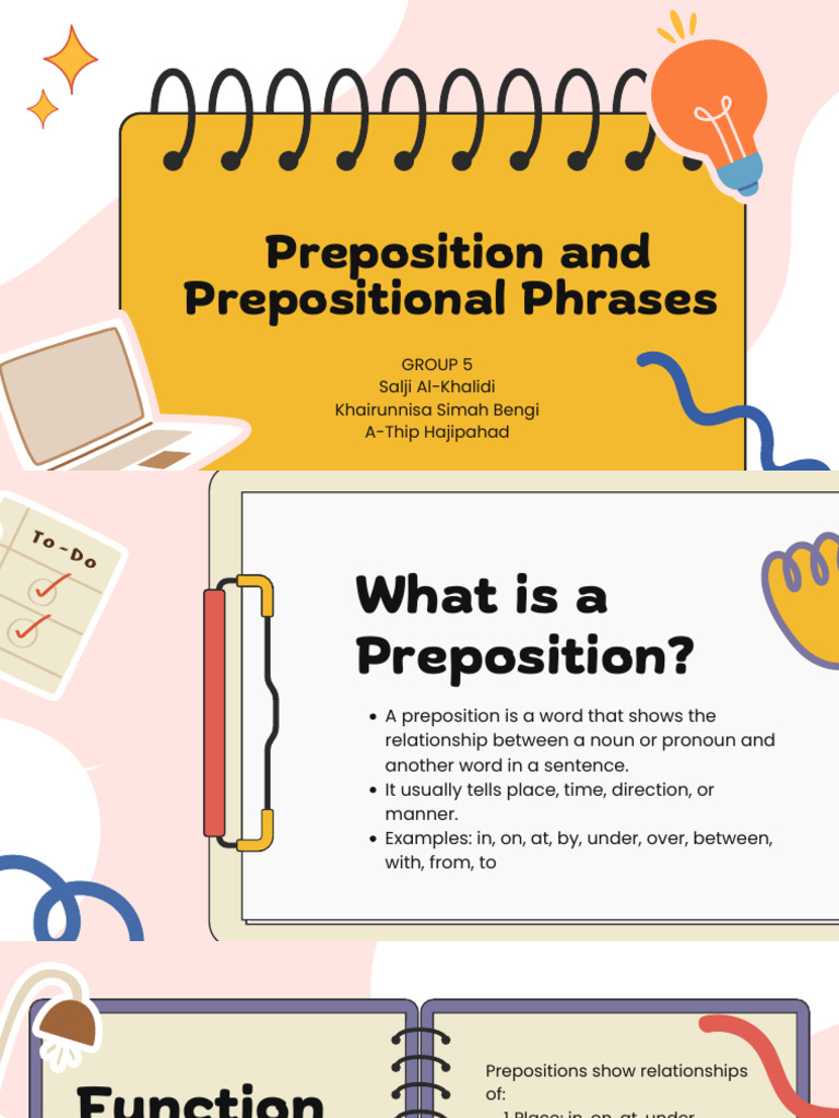 Preposition and Prepositional Phrases | PDF