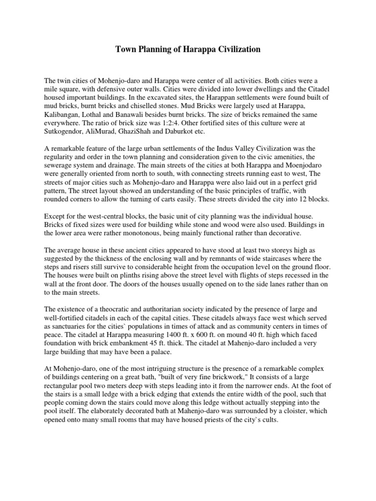 Town Planning of Harappa Civilization | PDF | Buildings And Structures ...