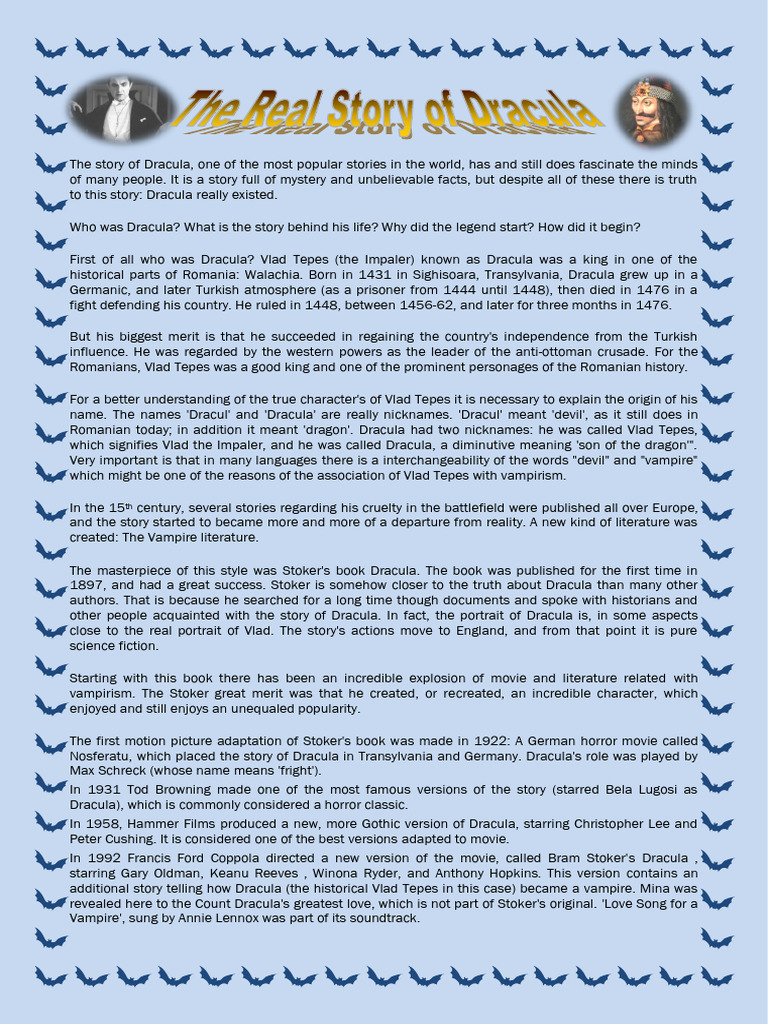 The Real Story of Dracula - Reading Comprehension | PDF | Vlad The ...