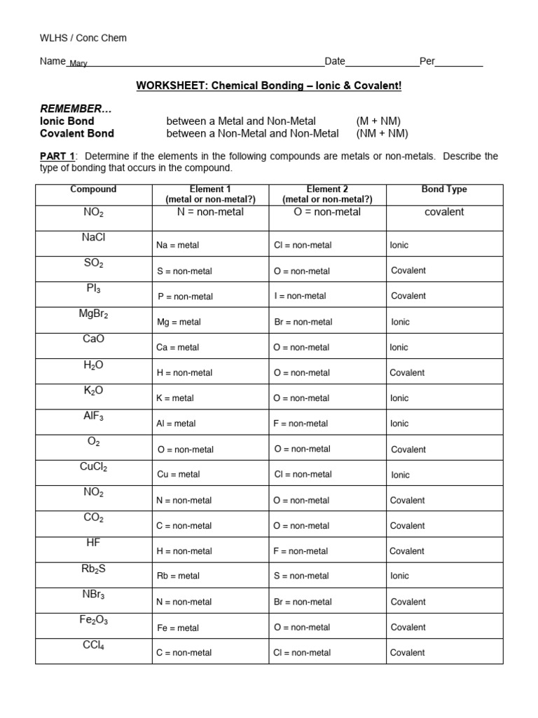 Bonding Practice Both Types | PDF | Chemical Compounds | Chemical Bond